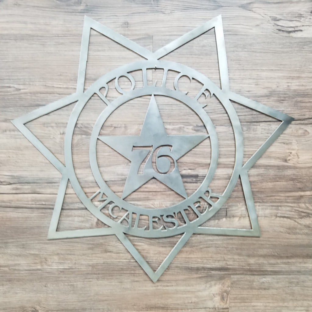 7 Point Police Badge With Name – Arclight CNC
